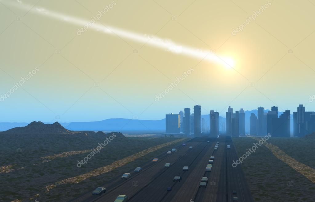 Meteorite falling on earth Stock Photo by ©estebande 27058897