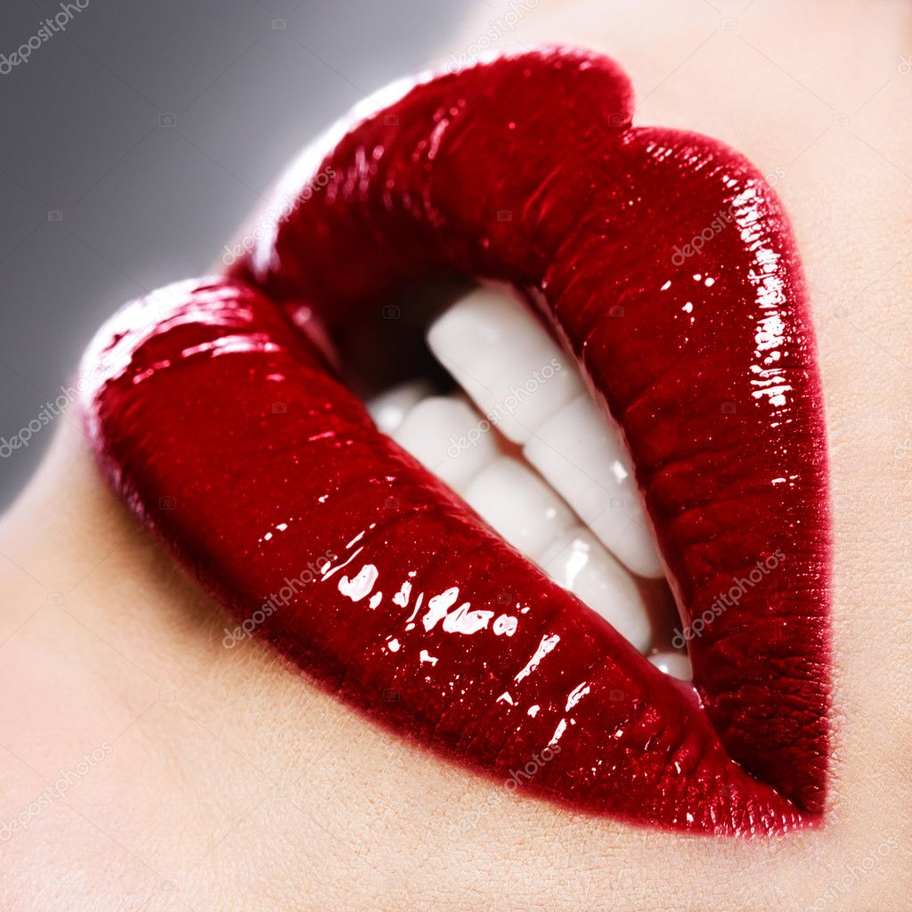Glossy Red Lips