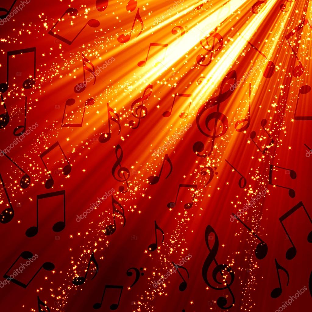 Red Music Notes Background