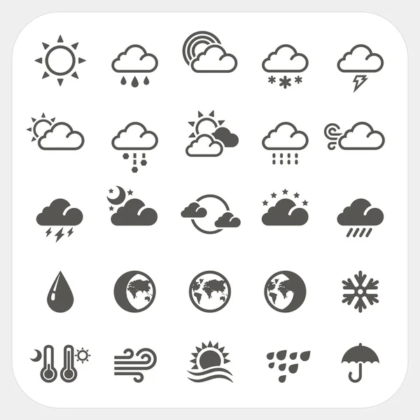 Set of 25 weather icons with stroke. Simple grey icons for web and ...