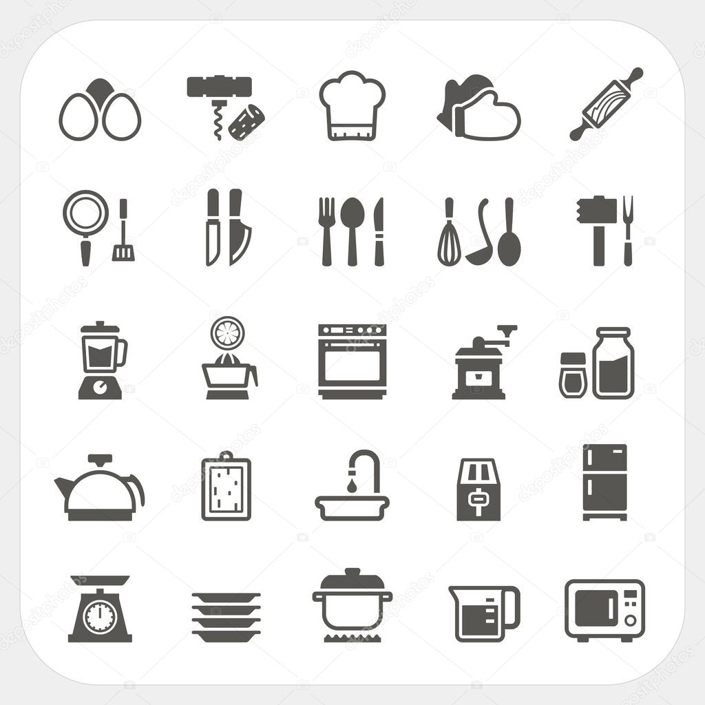 Kitchen and cooking icons set — Stock Vector © amorno #48455491