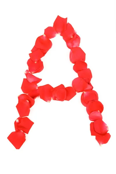 Beautiful made from red Rose petals Letter isolated on a white b Stock ...