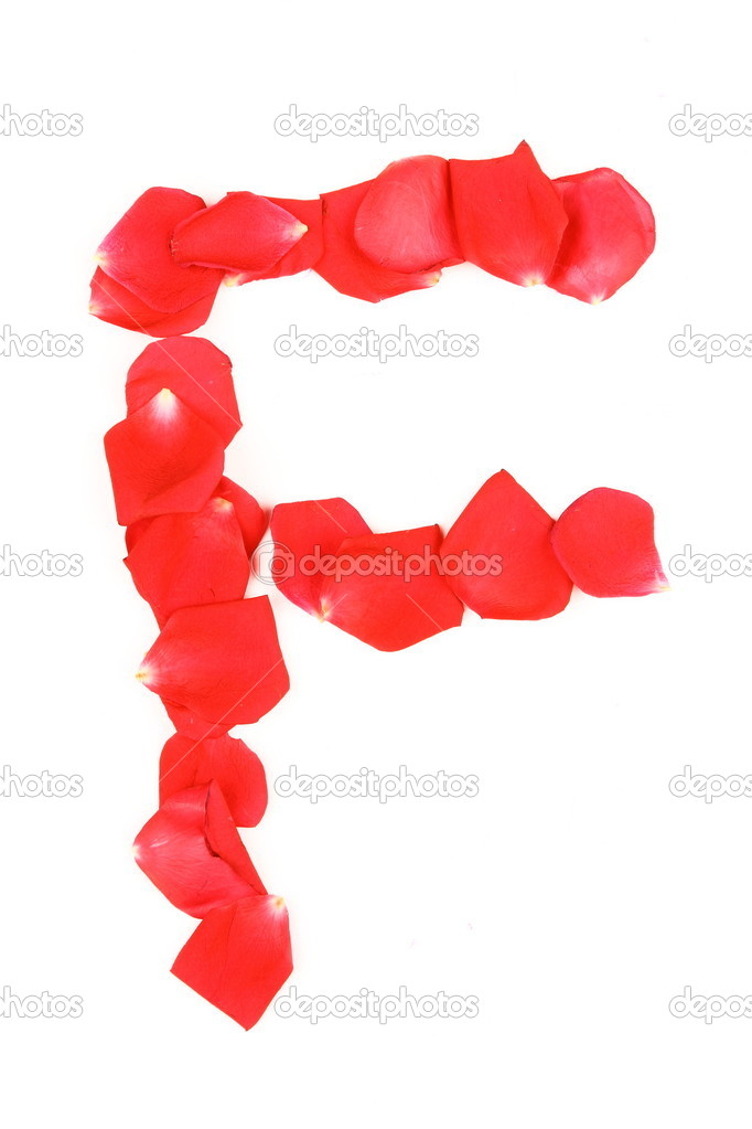 Beautiful made from red Rose petals Letter isolated on a white b Stock ...