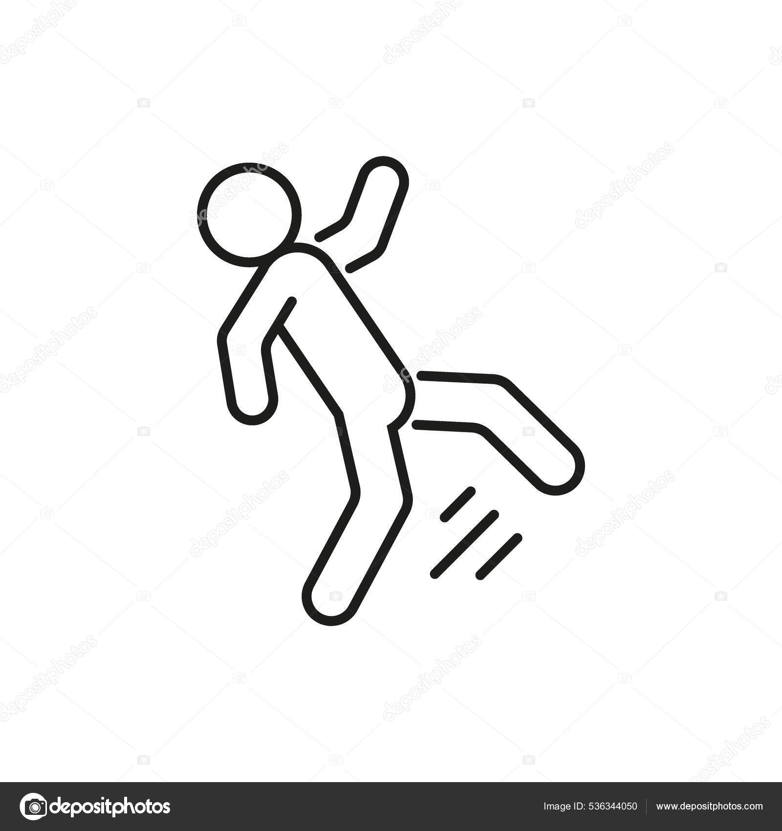 Hombre Deslizarse Caer Suelo Icono Del Contorno Suelo Resbaladizo ...