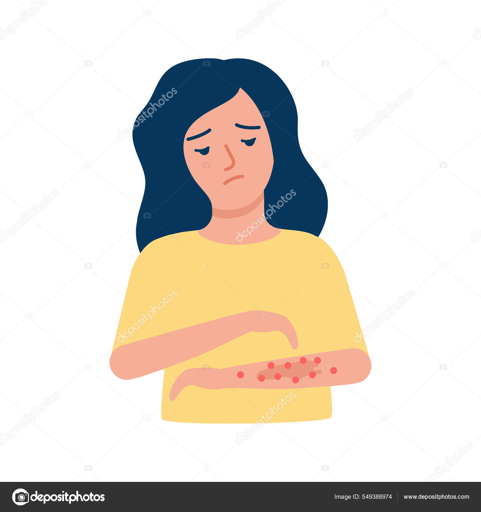 Woman Scratching Arm Rash Allergy Acne Skin Girl Suffering Itchy Stock ...