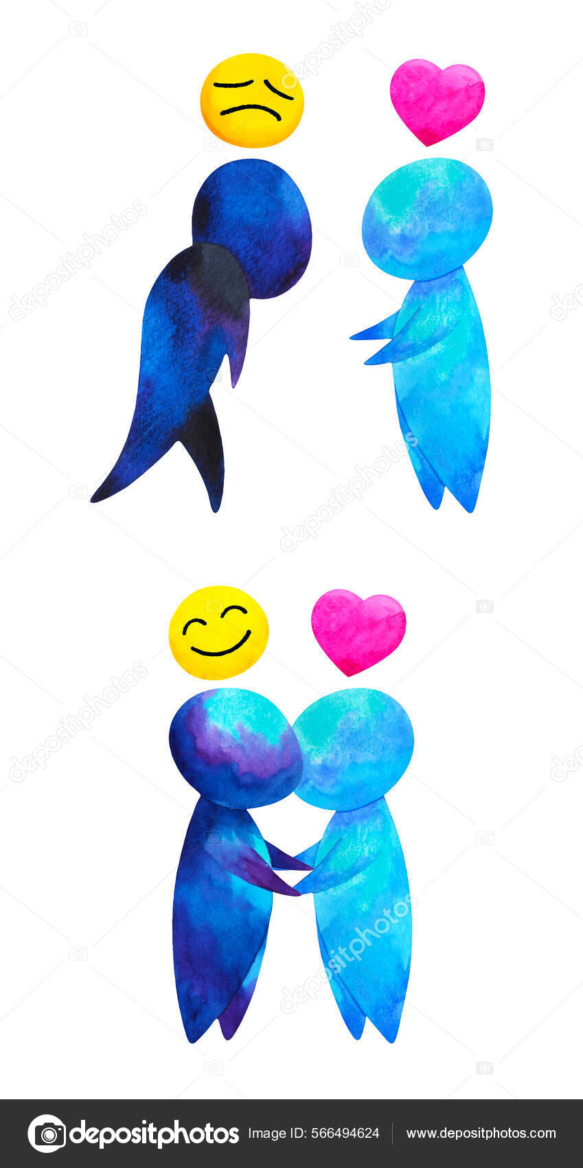 Two Human Compassion Empathy Love Heart Understanding Abstract Art ...