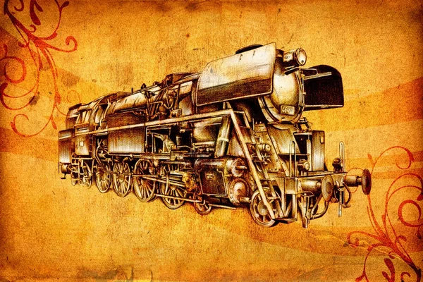 Steam engine art design drawing — Stock Photo © maxtor7777 #27835163