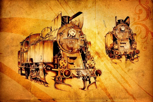 Steam engine art design drawing — Stock Photo © maxtor7777 #27835163