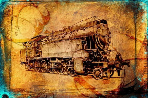 Steam engine art design drawing — Stock Photo © maxtor7777 #27835163
