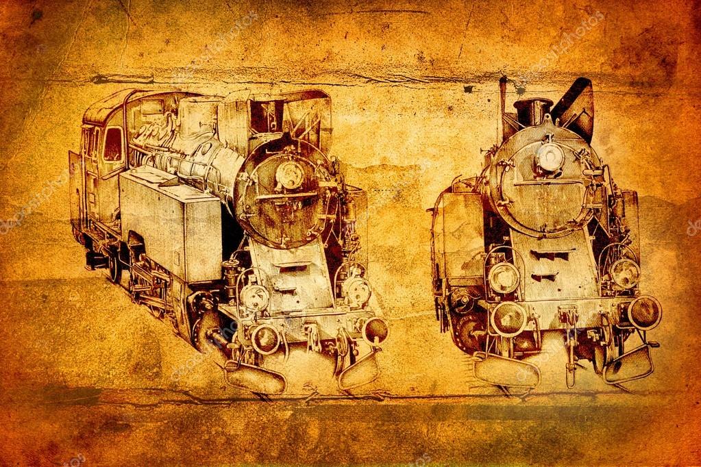 Steam engine art design drawing — Stock Photo © maxtor7777 #27835163