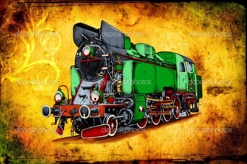 Steam engine art design drawing — Stock Photo © maxtor7777 #27835205