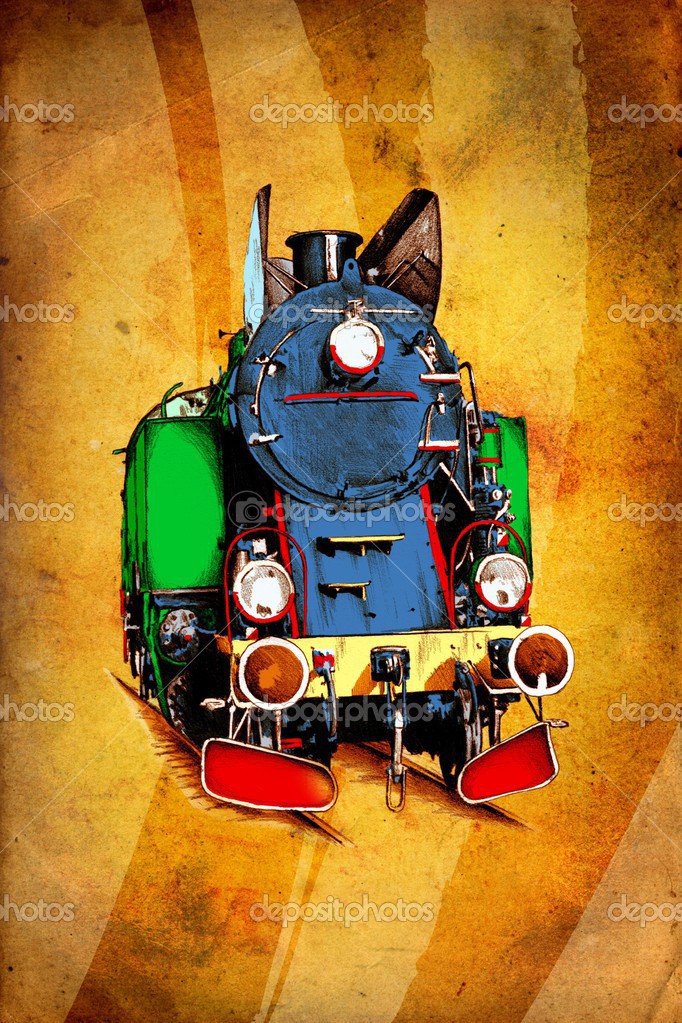 Steam engine art design drawing — Stock Photo © maxtor7777 #27835221