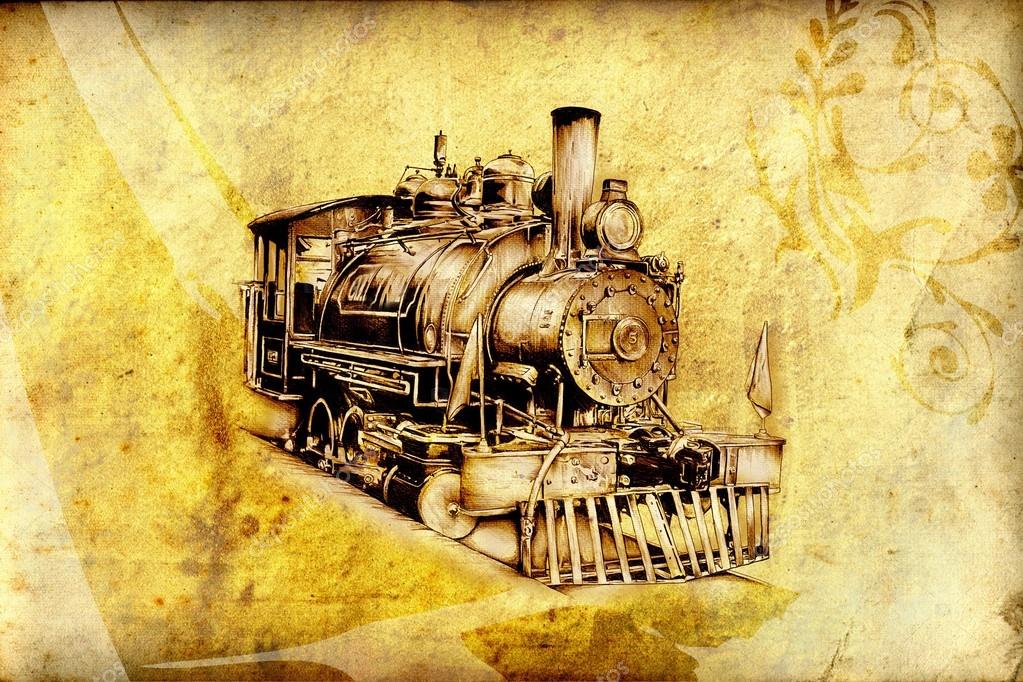 Steam engine art design drawing — Stock Photo © maxtor7777 #27835335