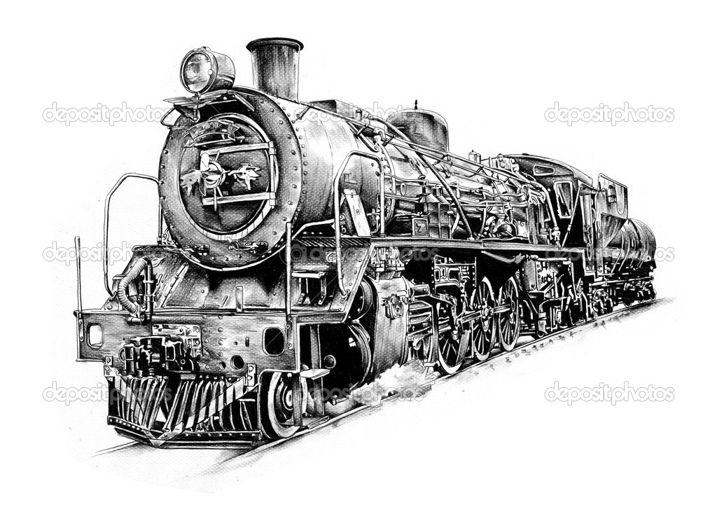 Steam engine art design drawing — Stock Photo © maxtor7777 #28169497