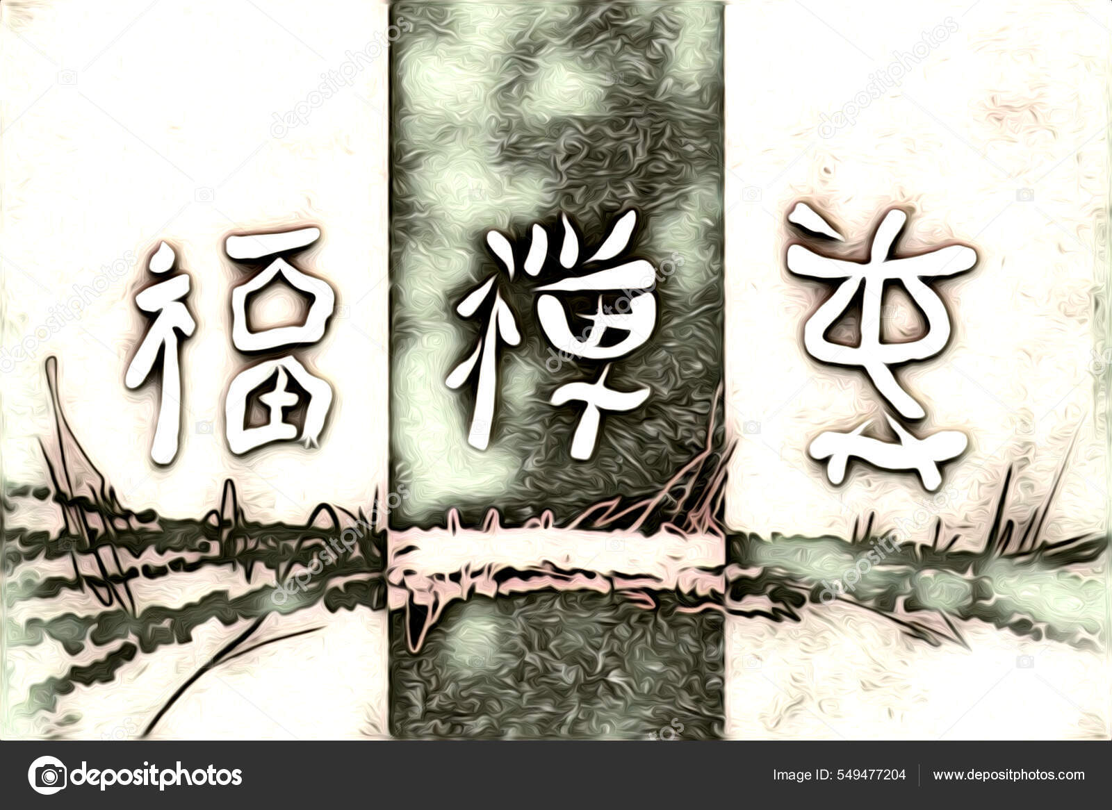 Feng Shui Art China Style Illustration Drawing Painting Retro — Stock ...