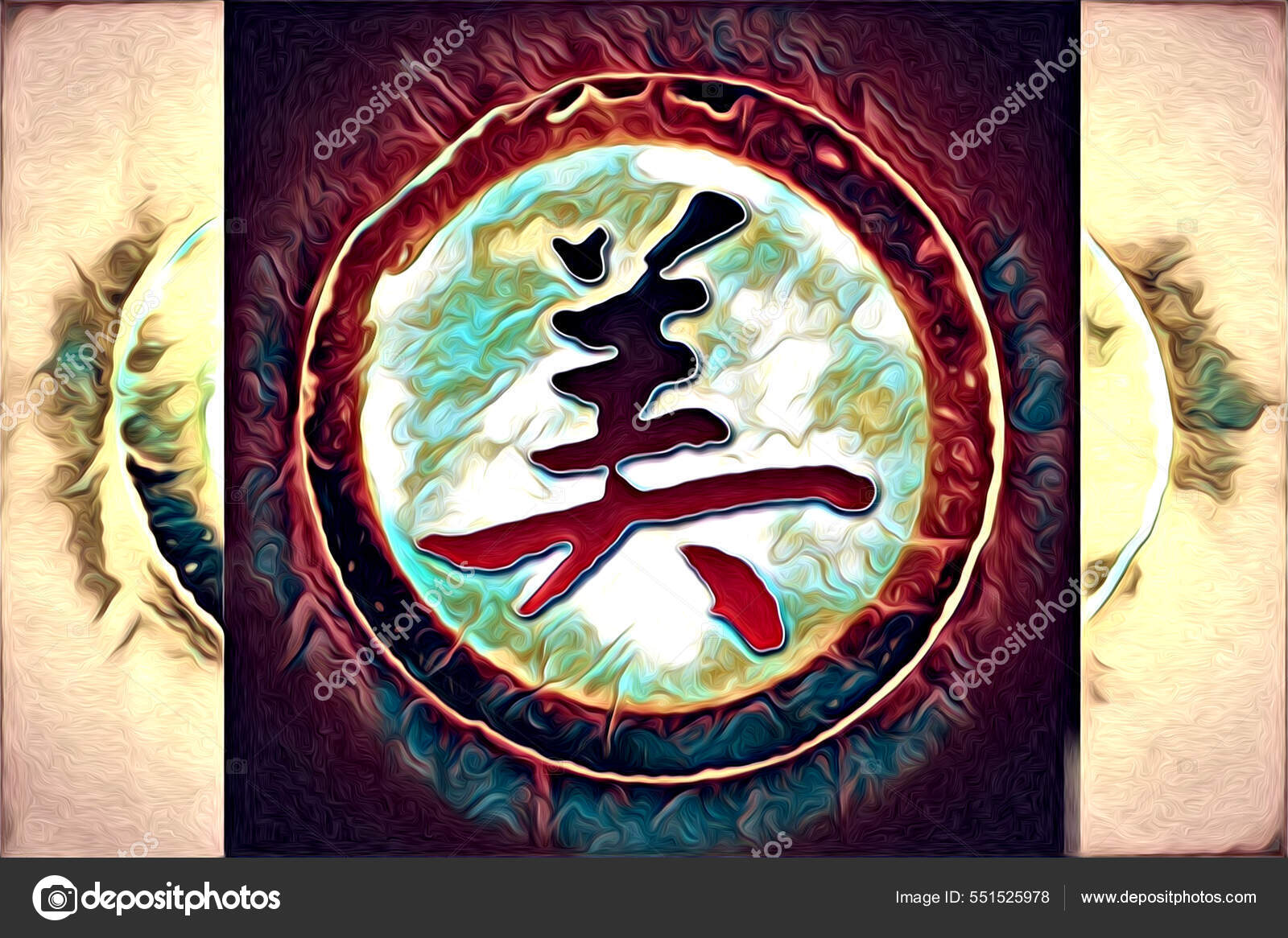 Feng Shui Art China Style Illustration Drawing Painting Retro — Stock ...