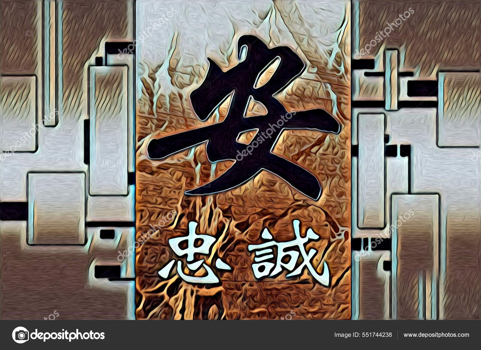 Feng Shui Art China Style Illustration Drawing Painting Retro — Stock ...