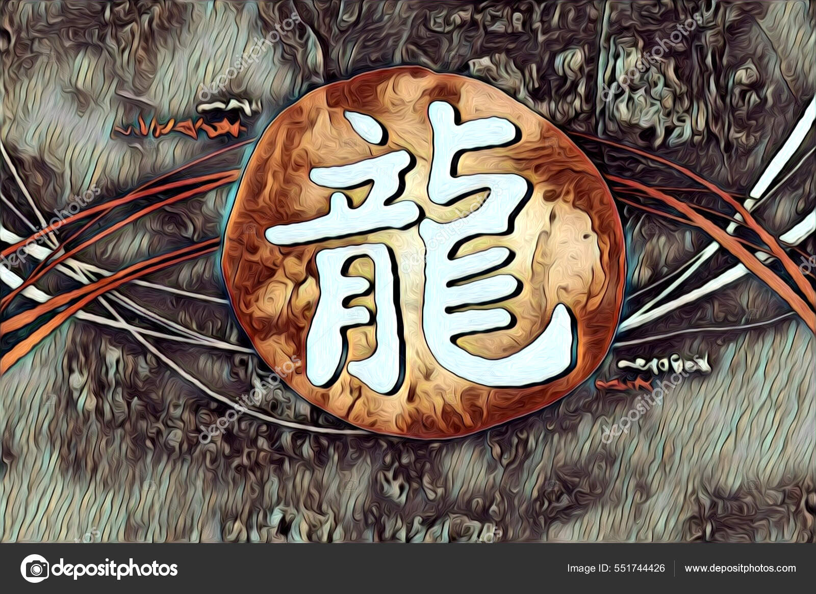 Feng Shui Art China Style Illustration Drawing Painting Retro — Stock ...