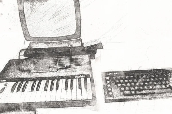 Pianino retro rysunek Stock Photos, Royalty Free Pianino retro rysunek ...