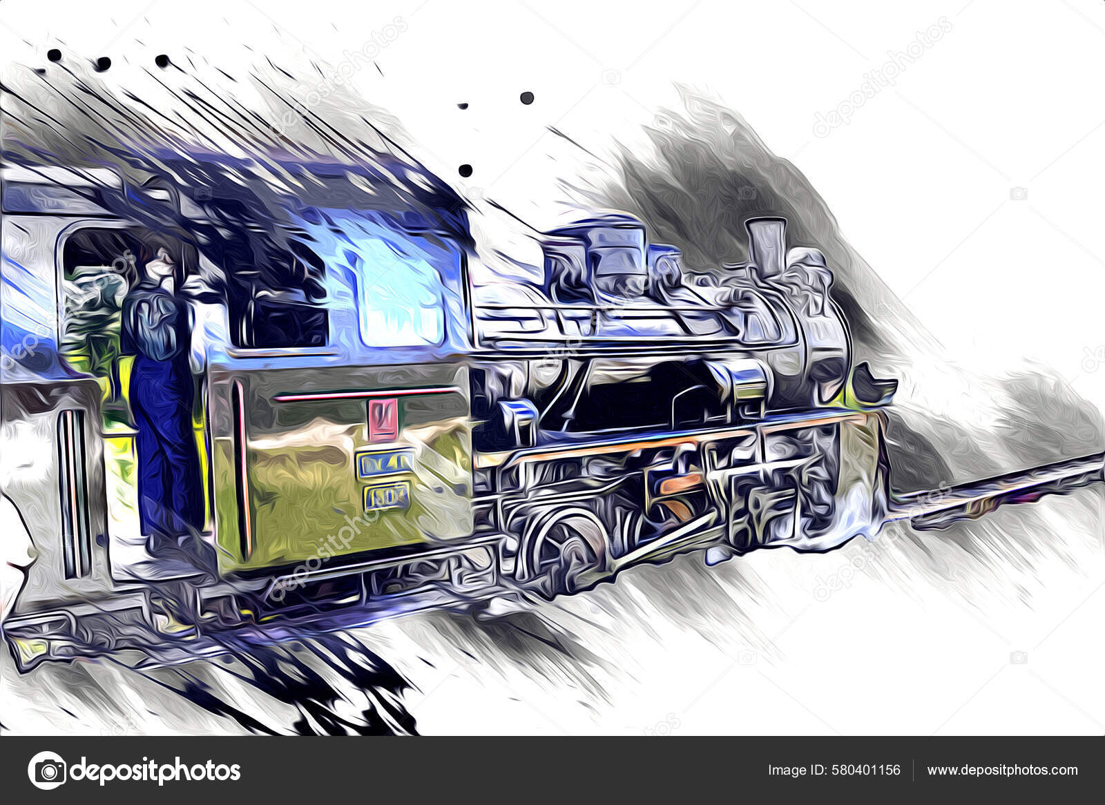 Old Steam Locomotive Engine Retro Vintage Stock Illustration by ...