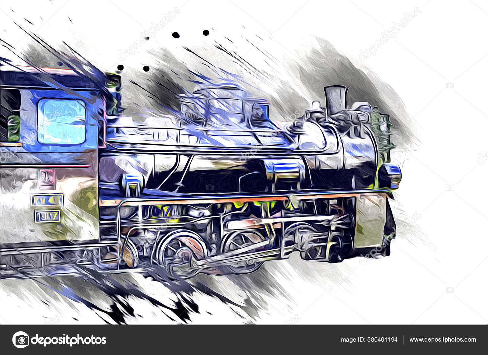 Old Steam Locomotive Engine Retro Vintage Stock Illustration by ...