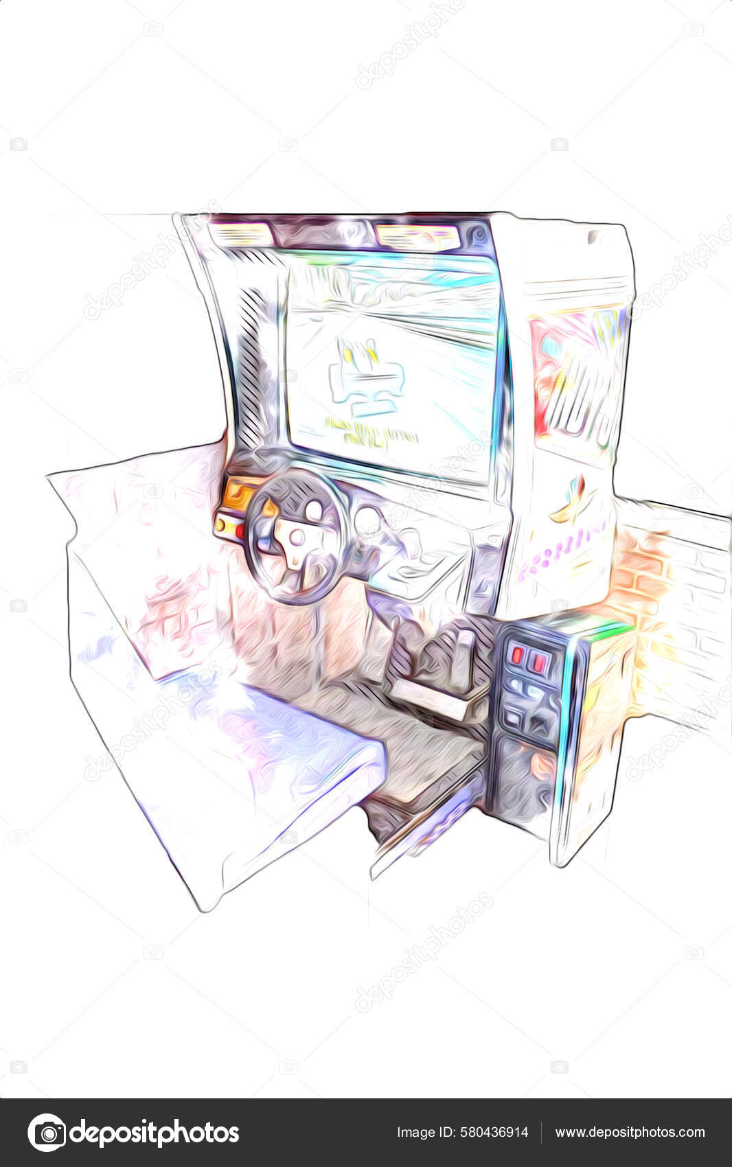 Colorful Retro Arcade Game Machine Abstract Design Illustration Paint ...