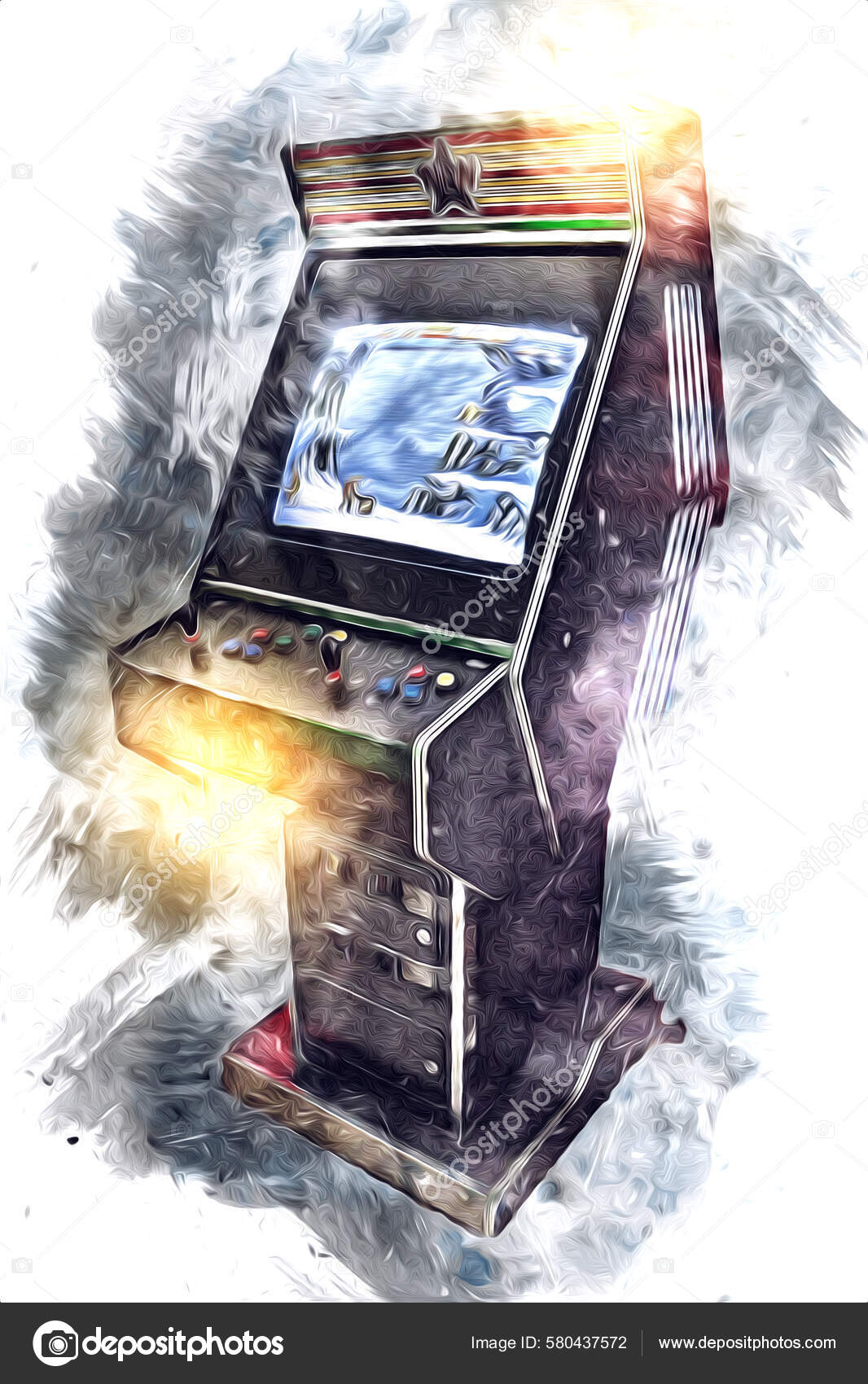 Colorful Retro Arcade Game Machine Abstract Design Illustration Paint ...