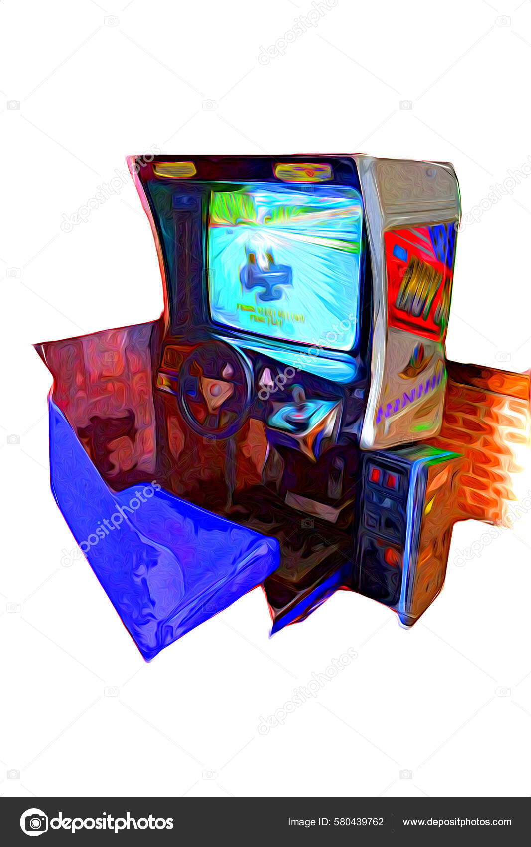Colorful Retro Arcade Game Machine Abstract Design Illustration Paint ...