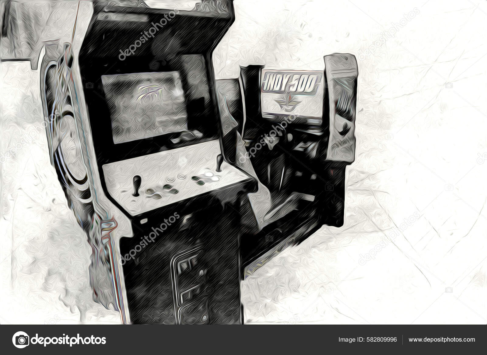 Colorful Retro Arcade Game Machine Abstract Design Illustration Paint ...