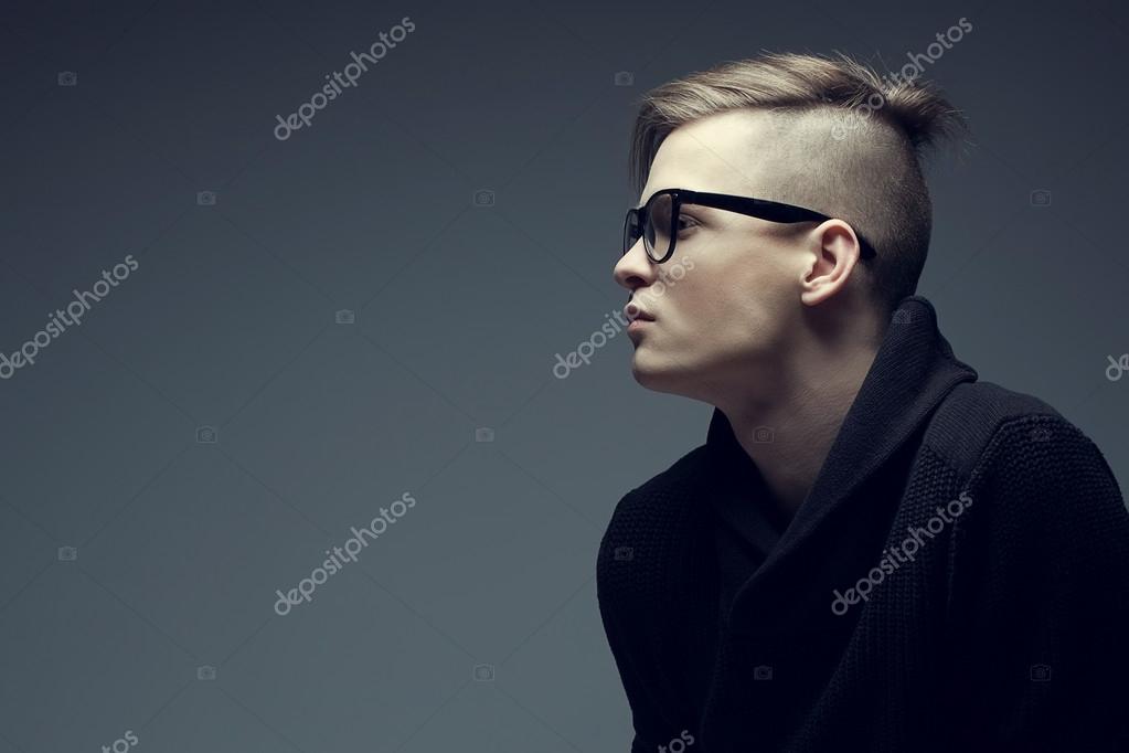 Male beauty concept. Portrait of a fashionable young man with st Stock ...