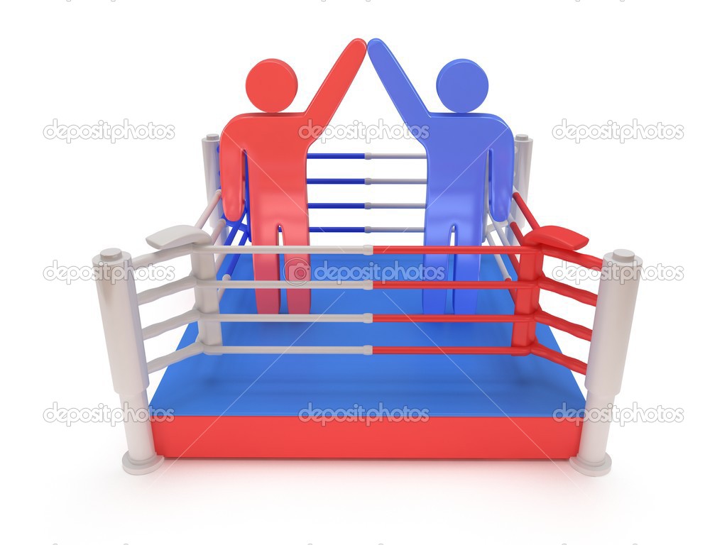 Two men on boxing ring. High resolution 3d render. — Stock Photo ...