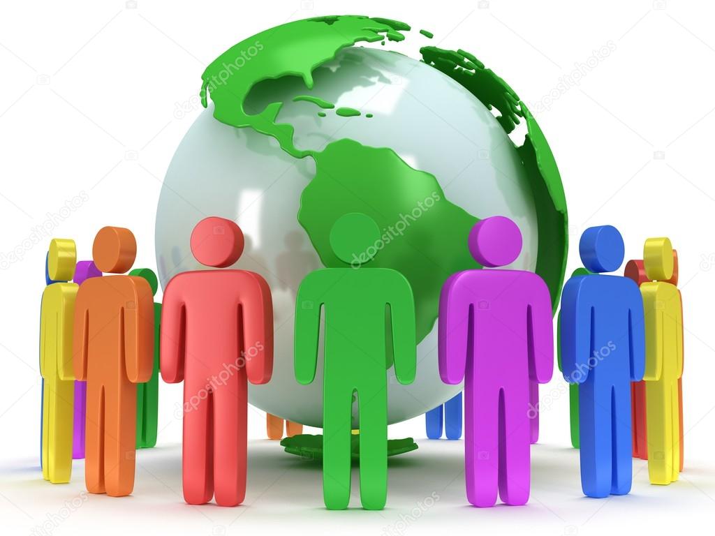 Earth planet globe and people. 3D render. Stock Photo by ©newb1 42972409