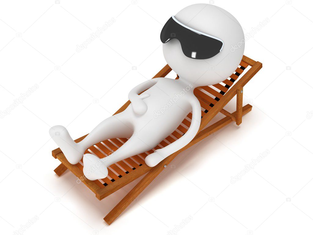 3d man having a rest on chaise lounge. Stock Photo by ©newb1 44149809