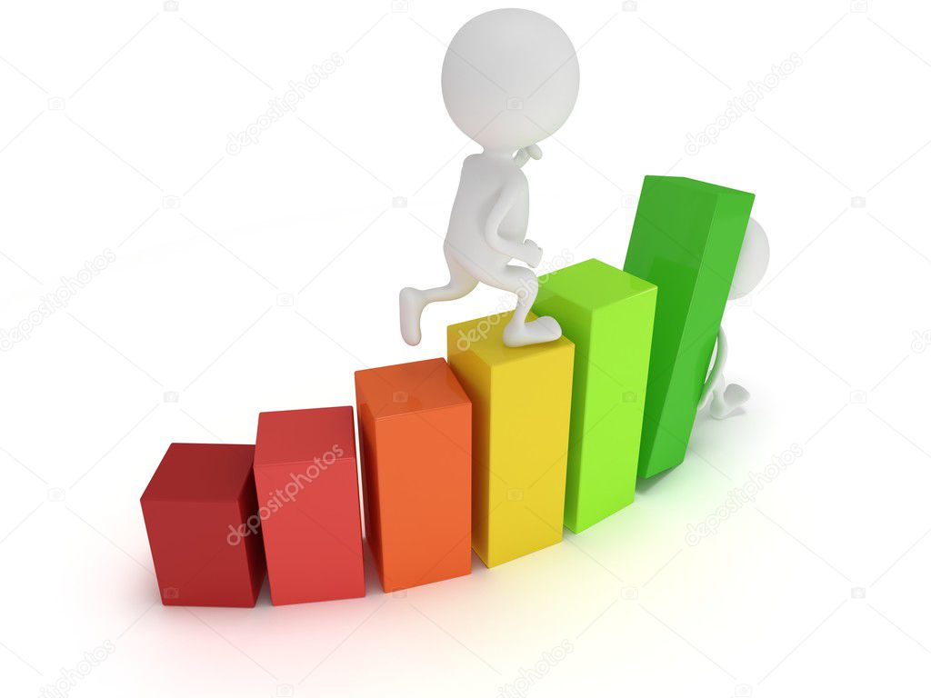 3D colored bar graph and running man — Stock Photo © newb1 #48330305