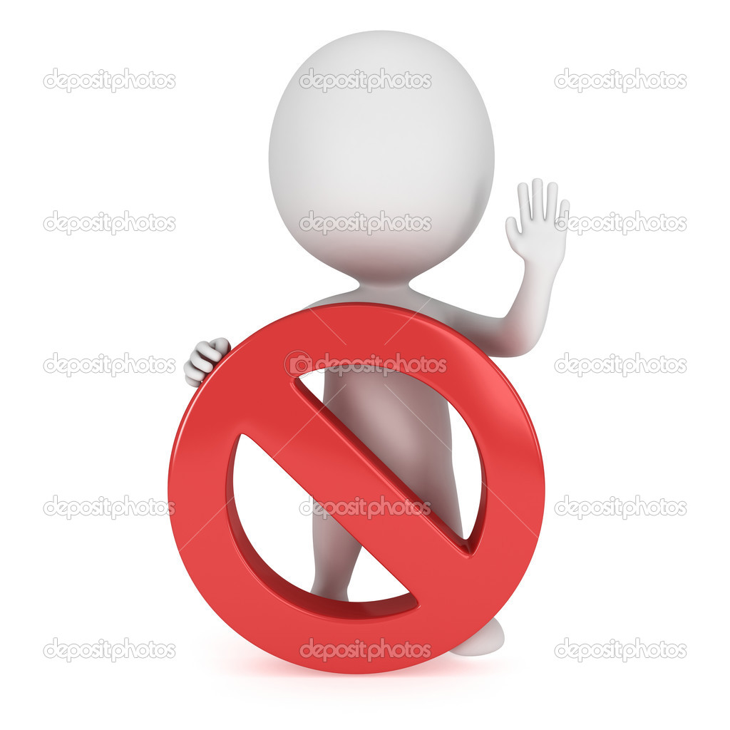 Homem 3D com sinal proibido — Fotografias de Stock © newb1 #49894471