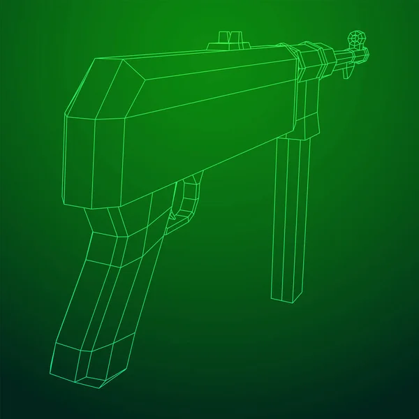 German world war military firearm pistol. Wireframe low poly vector ...