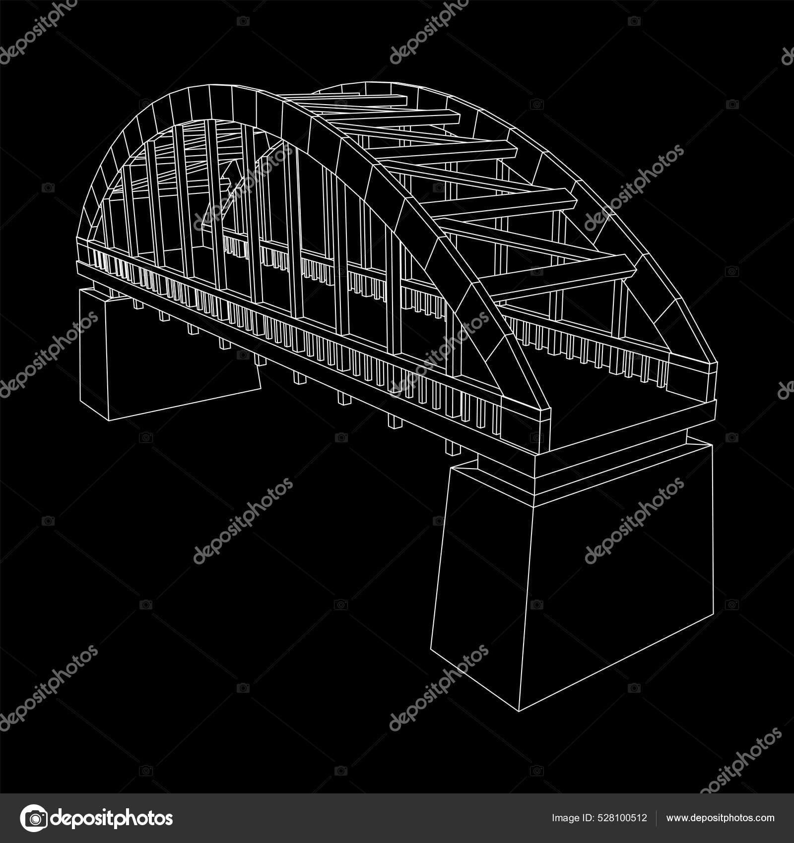 Bridge connection structure. Wireframe low poly mesh Stock Vector Image ...