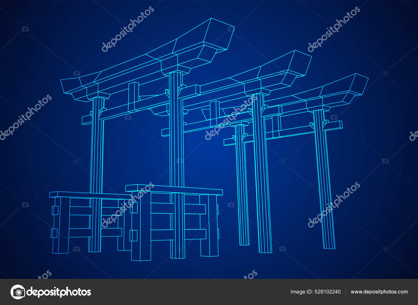 Torii sagrado tradicional puerta Japón shintoism religión. Vector de ...