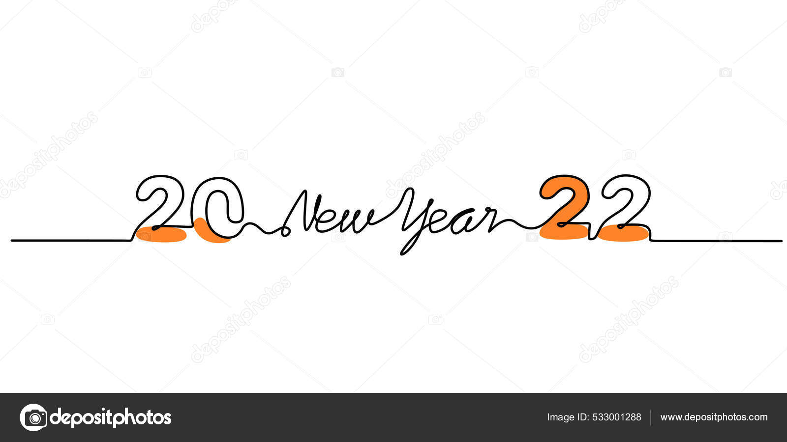 Continuous One Line 2022 New Year Text Chinese New Year Stock Vector ...