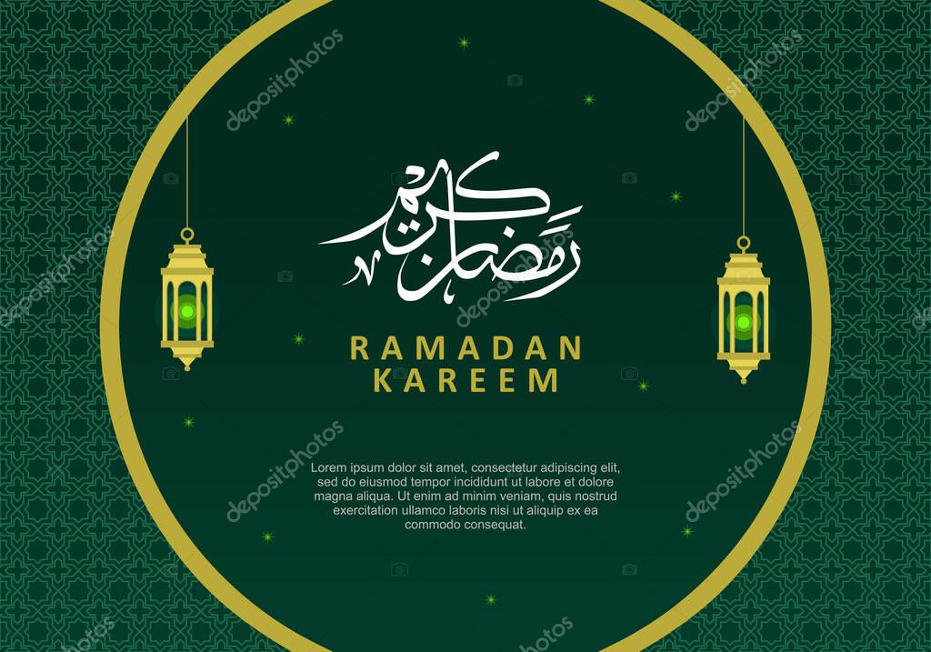 Ramadán kareem fondo pancarta cartel saludo islámico con linterna dorada, adorno islámico ...