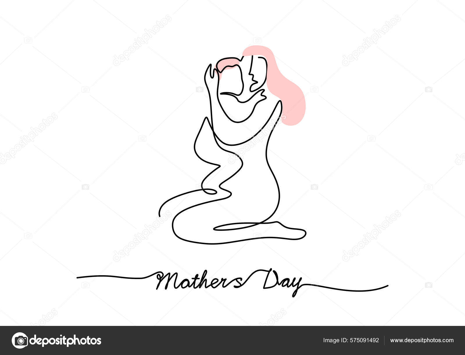 One Continuous Single Line Mother Carry Her Child Mother Day Stock ...