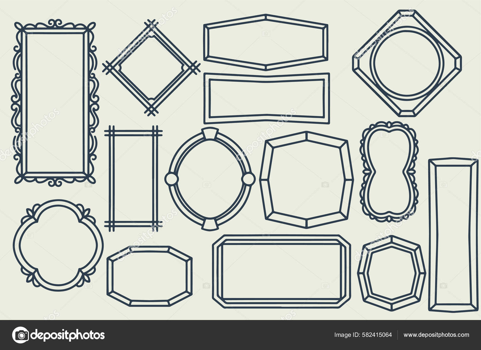 Fourteen Hand Drawn Frame Decoration Set Collection Hand Drawn Doodle ...