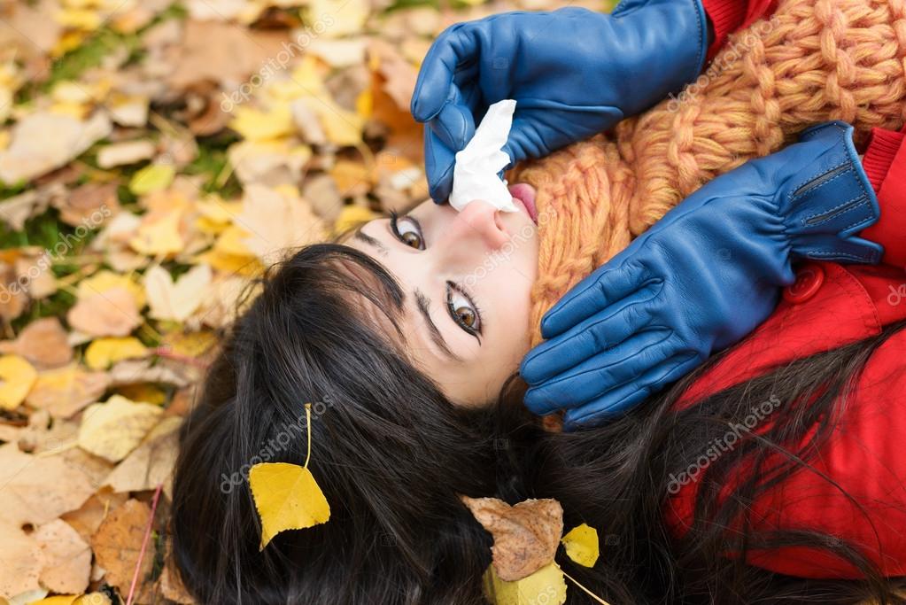 Sad woman with cold and flu Stock Photo by ©Dirima 17490171