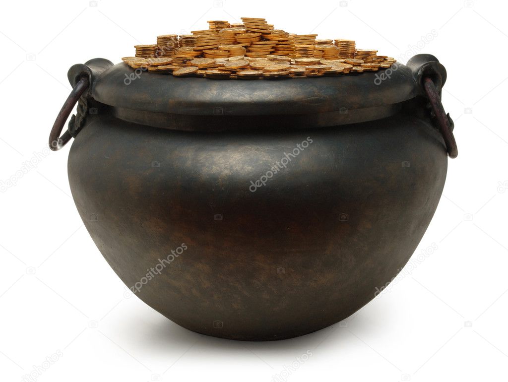 Iron kettle filled with gold — Stock Photo © jamesgroup #13470210