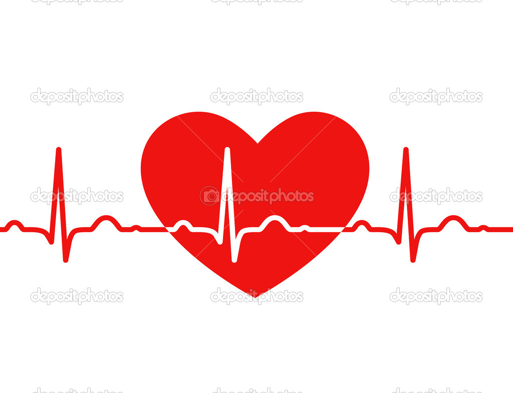 Corazón rojo con ekg en blanco - diseño médico vector, gráfico ...