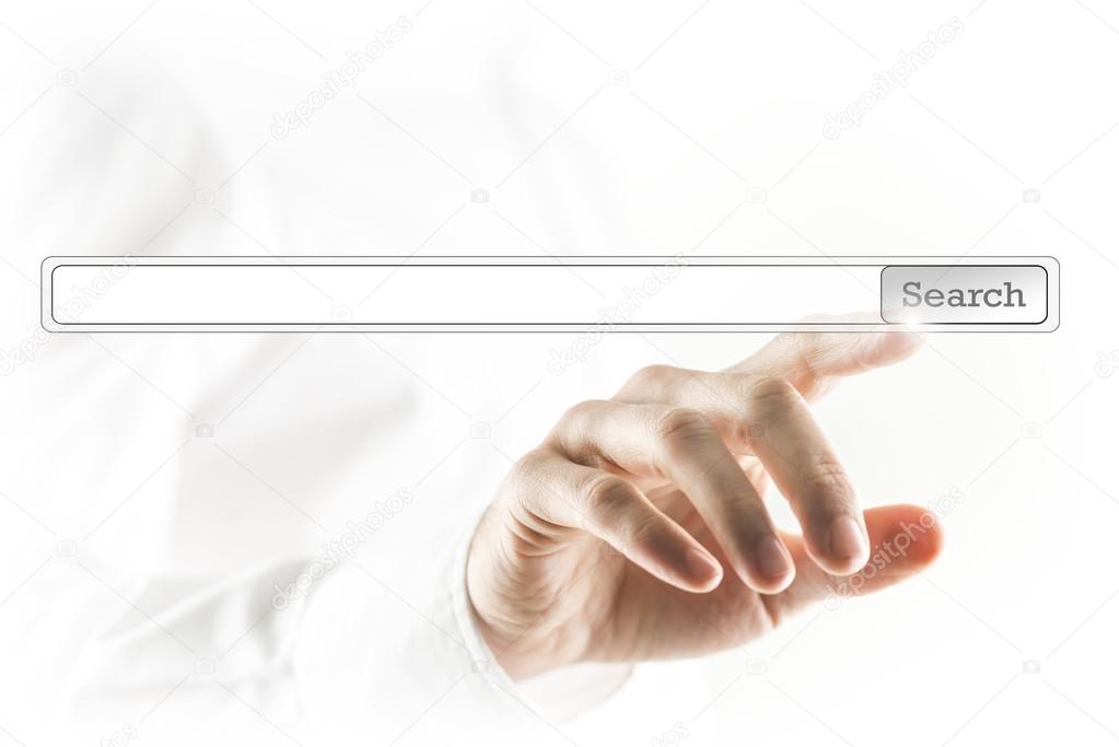 Man touching a search bar on a virtual screen Stock Photo by ©Gajus ...