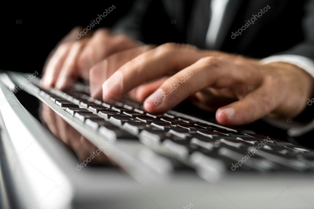 Hands of a man typing fast on a computer keyboard Stock Photo by ©Gajus ...