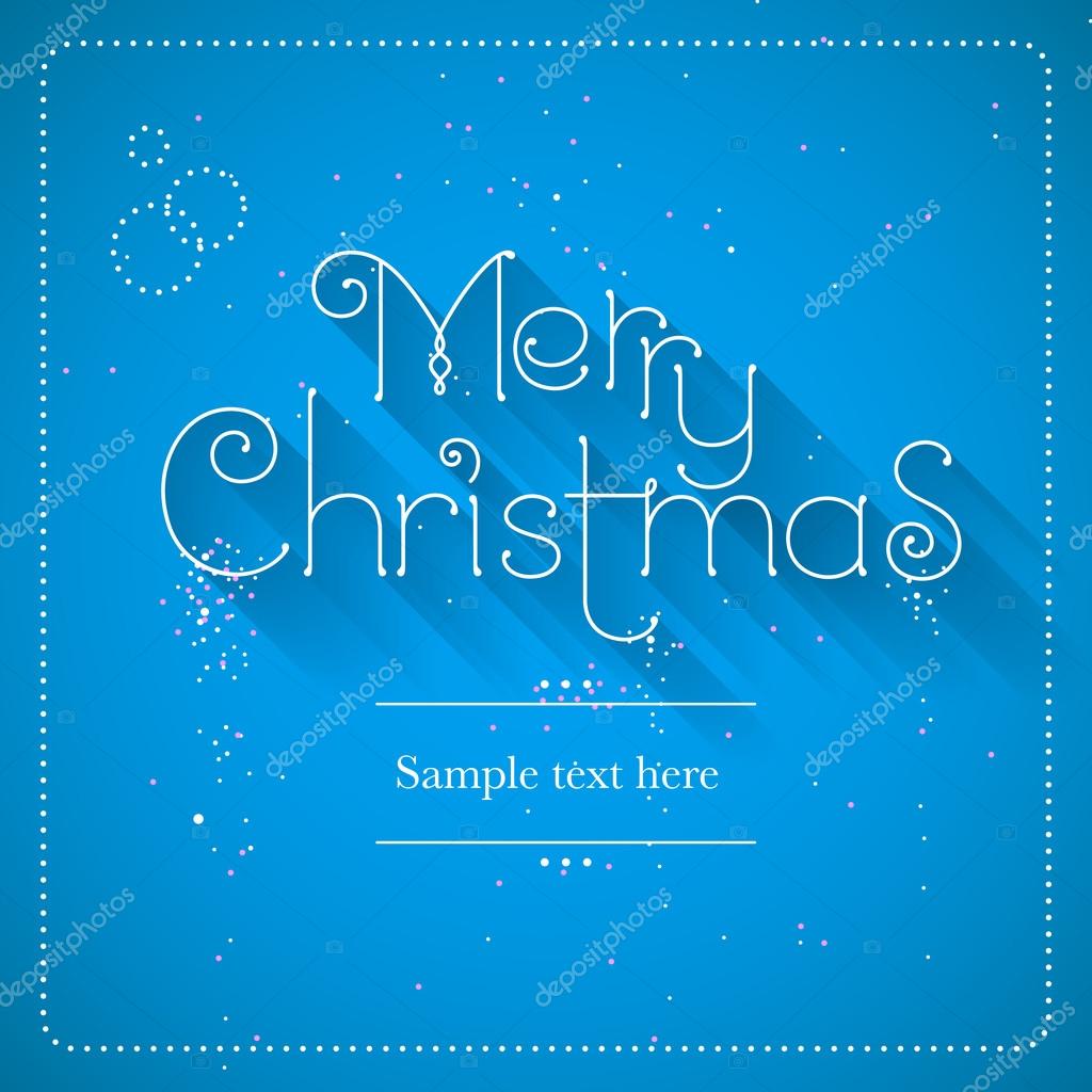 Merry Christmas lettering blue background, vector illustration — Stock ...
