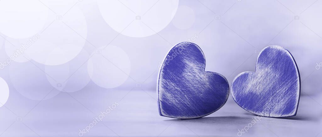 Muy peri color 2022. Fondo de San Valent n con corazones r sticos hechos a mano en violeta ...
