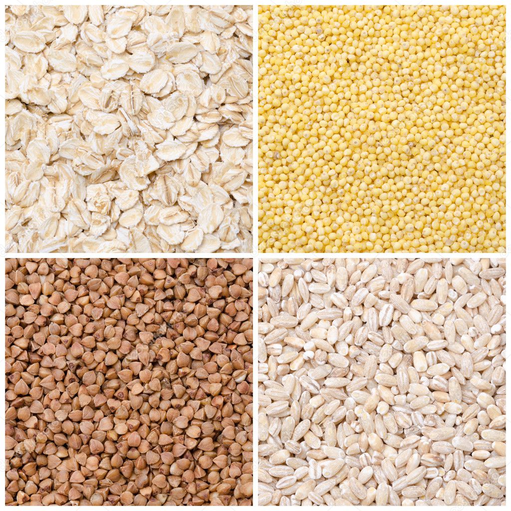 Collage of different kinds of groats — Stock Photo © cook_inspire #26302845